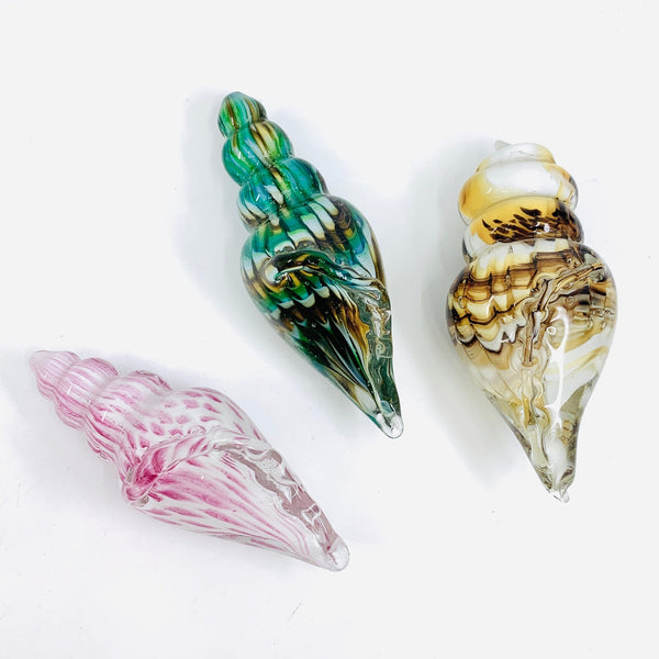 Glass Seashell, Teal - Luke Adams Glass Blowing Studio