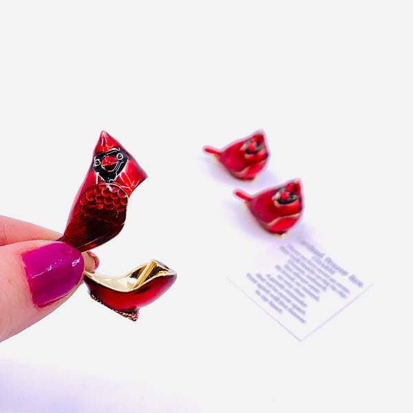 Cardinal Prayer Box Pocket Charm PT 91 - Luke Adams Glass Blowing Studio