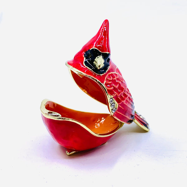 Bejeweled Enamel Trinket Box 11, Cardinal - Luke Adams Glass Blowing Studio