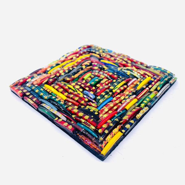 Recycled Glass Coaster, Multi - Luke Adams Glass Blowing Studio