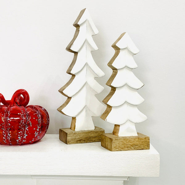 White Enamel Wooden Tree Décor, Small - Luke Adams Glass Blowing Studio
