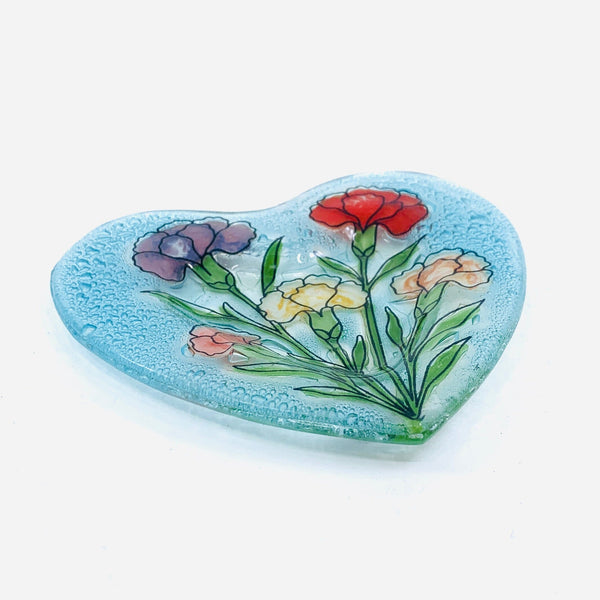 Fair Trade Heart Plate 8 - Carnation - Luke Adams Glass Blowing Studio