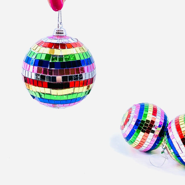 LAST ONE - Rainbow Mirror Ball Ornament - Luke Adams Glass Blowing Studio