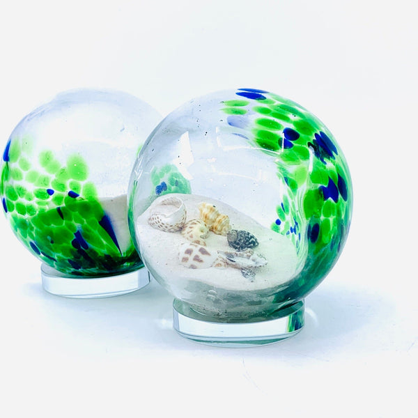 Sea Life Glass Globe Paperweight, Green - Luke Adams Glass Blowing Studio