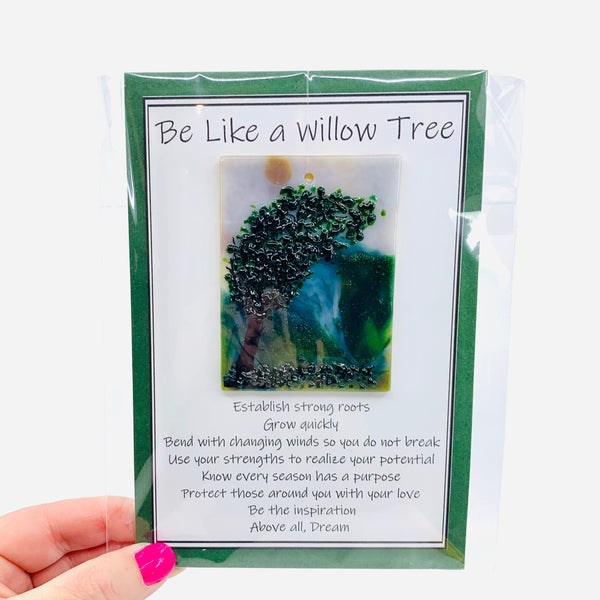 Fused Glass "Be Like a Willow Tree" Suncatcher 23 - Luke Adams Glass ...