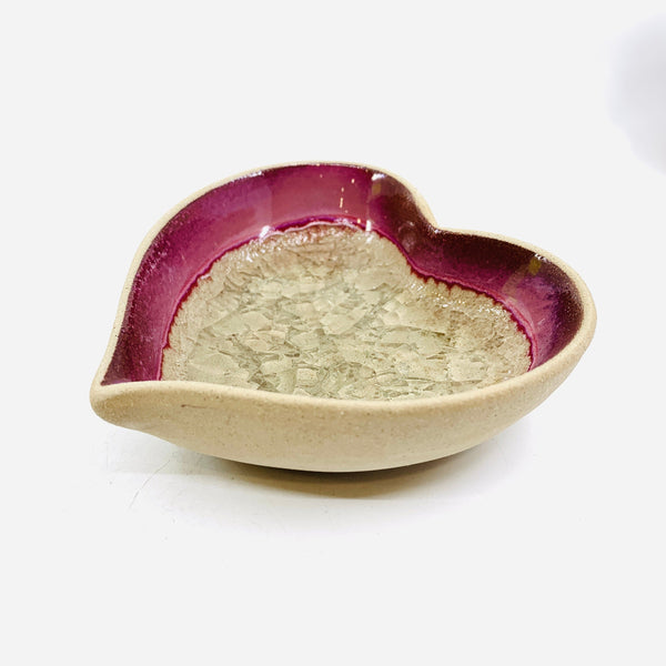 Stoneware Heart Crackle Dish - Luke Adams Glass Blowing Studio