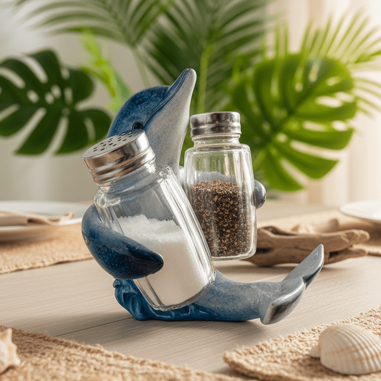 Dolphin Salt and Pepper Shaker - Luke Adams Glass Blowing Studio