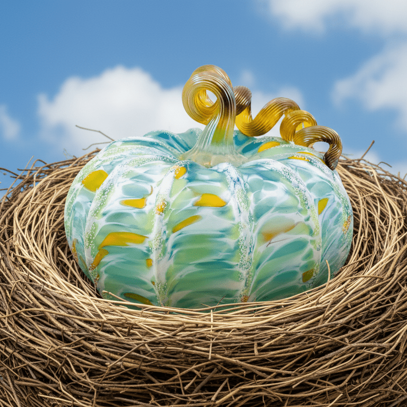 Robin's Egg Pumpkin - Luke Adams Glass Blowing Studio