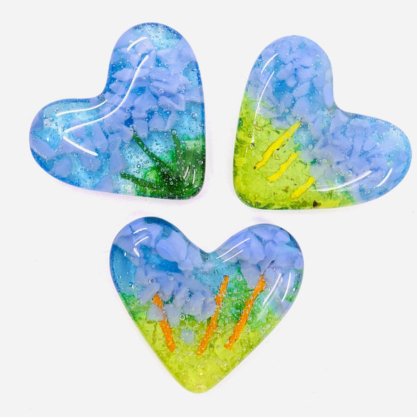 Fused Pocket Heart, Hydrangea Periwinkle - Luke Adams Glass Blowing Studio