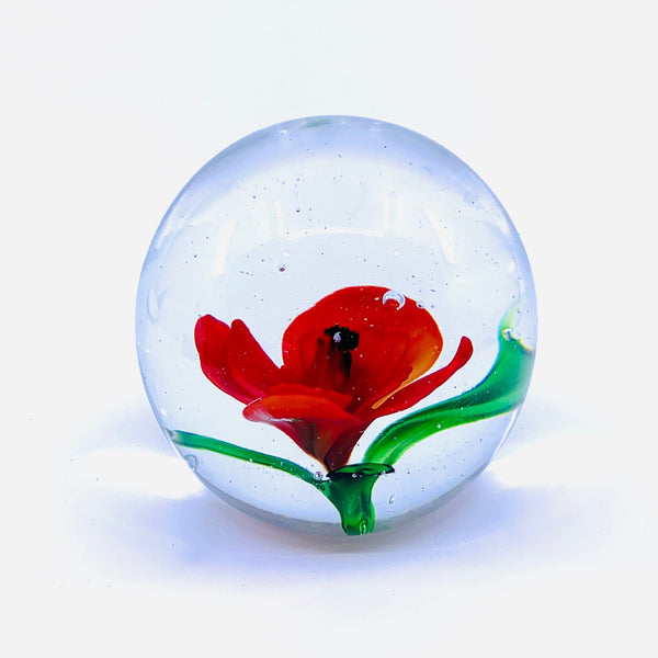 Poppy Paperweight - Luke Adams Glass Blowing Studio