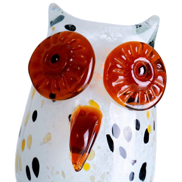 Blown Glass Speckled Owl - Luke Adams Glass Blowing Studio