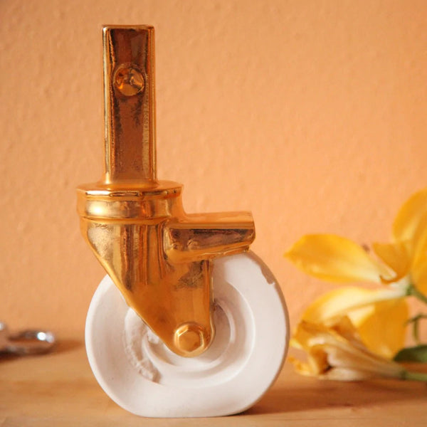 22k Gold Caster Wheel Vase - Luke Adams Glass Blowing Studio